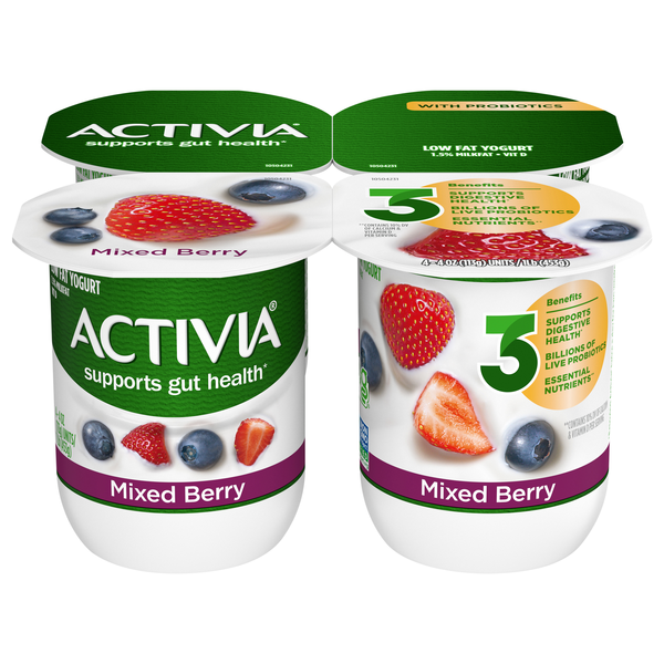Save on Activia Low Fat Mixed Berry Probiotic Yogurt Cups - 4 ct Order ...