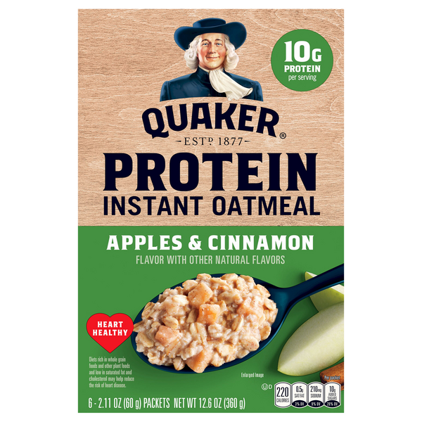 Save on Quaker Apples & Cinnamon Protein Instant Oatmeal - 6 ct Order ...