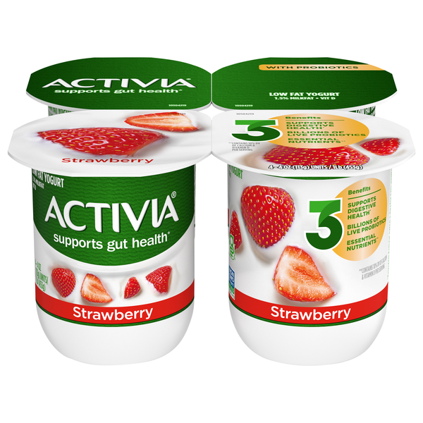Save on Activia Low Fat Strawberry Probiotic Yogurt Cups - 4 ct Order ...