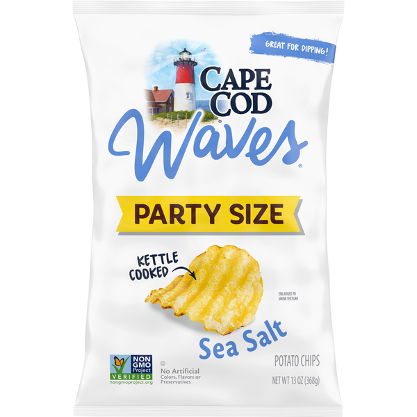 Save on Cape Cod Waves Sea Salt Kettle Cooked Potato Chips Party Size ...