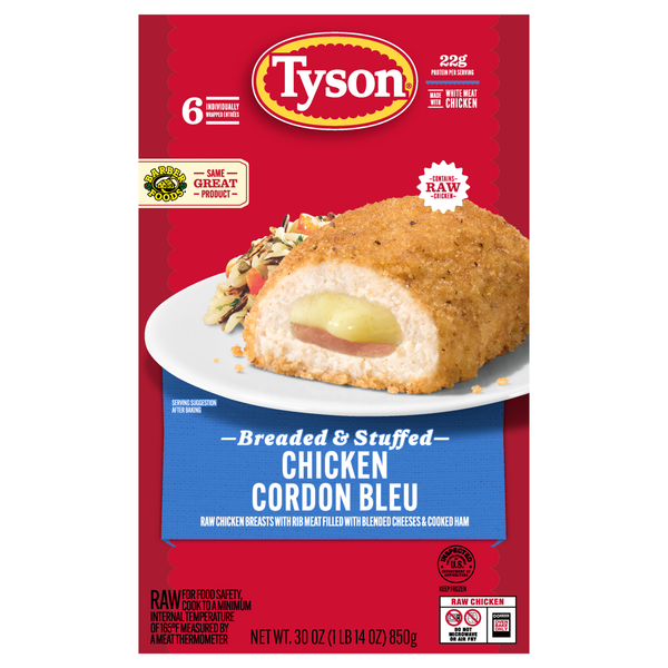 Save on Tyson Raw Breaded & Stuffed Chicken Cordon Bleu - 6 ct Frozen ...