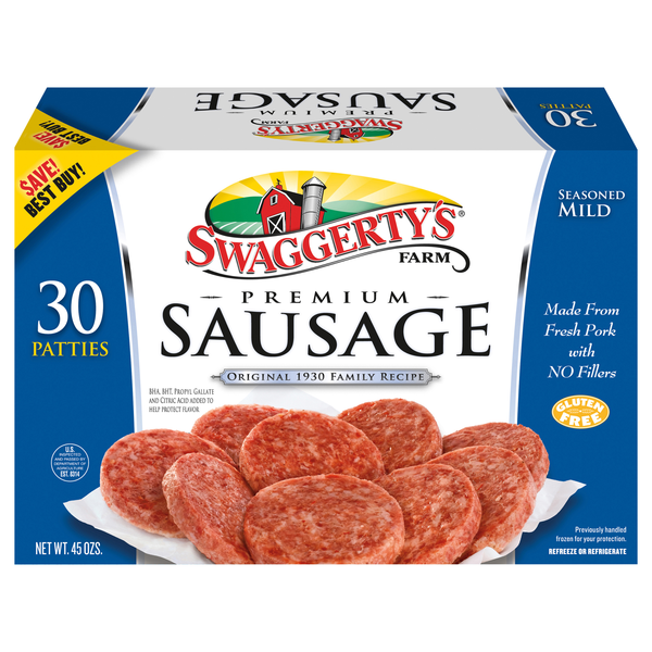 Save on Swaggerty's Farm Premium Mild Pork Breakfast Sausage Patties ...