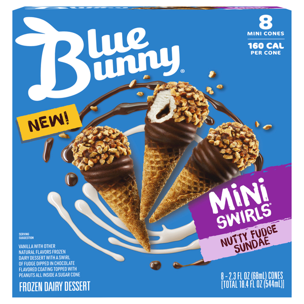Save on Blue Bunny Mini Swirls Cones Nutty Fudge Sundae Frozen Dessert ...