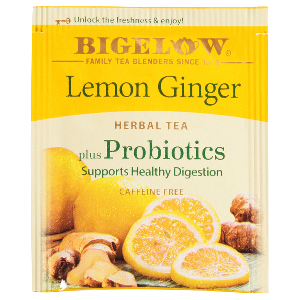 Save on Bigelow Caffeine Free Lemon Ginger + Probiotics Herbal Tea Bags Order Online Delivery ...