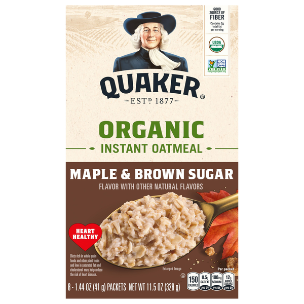 Save on Quaker Organic Maple & Brown Sugar Instant Oatmeal - 8 ct Order ...