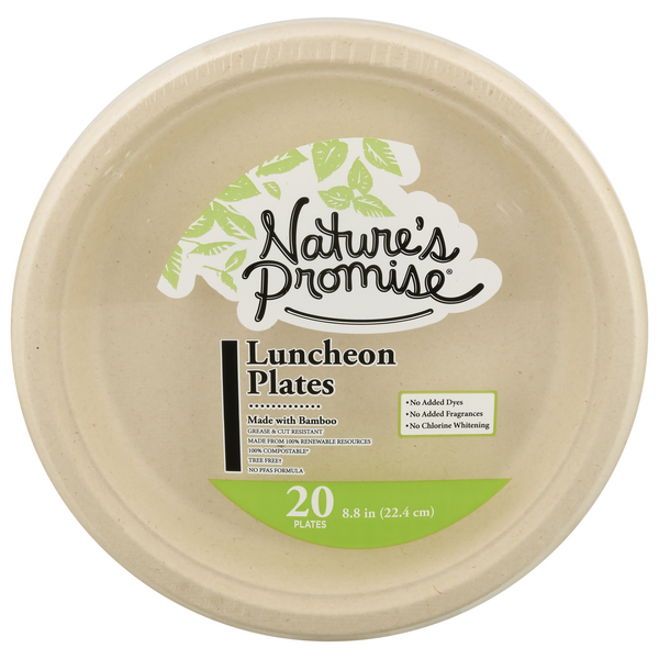 Save on Nature's Promise Bamboo Compostable Luncheon Plates 8.8 Inch ...