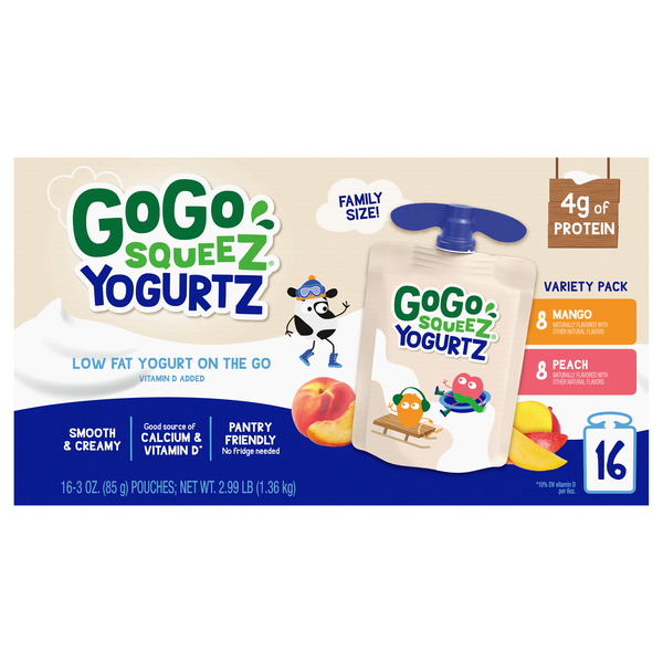Save on GoGo squeeZ Low Fat Mango & Peach Yogurtz on the Go Pouches ...
