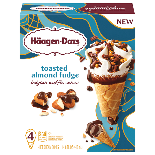 Save on Haagen-Dazs Toasted Almond Fudge Belgian Waffle Ice Cream Cones - 4 ct Order Online ...