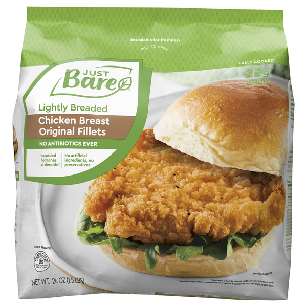 Save on Just BARE Original Lightly Breaded Chicken Breast Fillets ...
