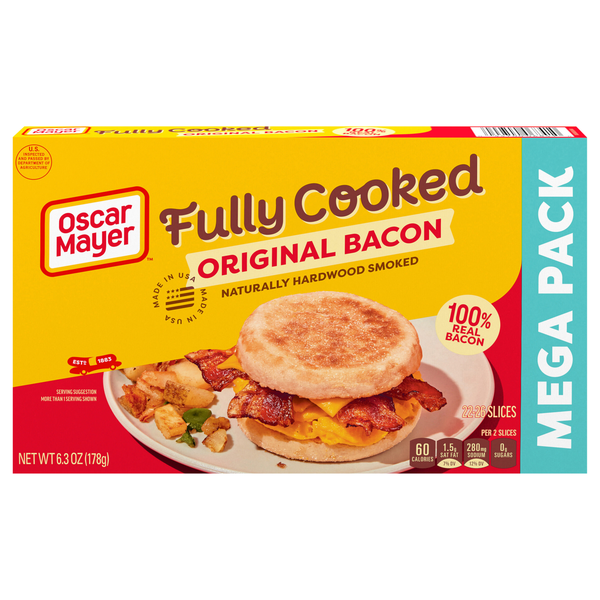 Save on Oscar Mayer Fully Cooked Hardwood Smoked Bacon Slices Mega Pack ...
