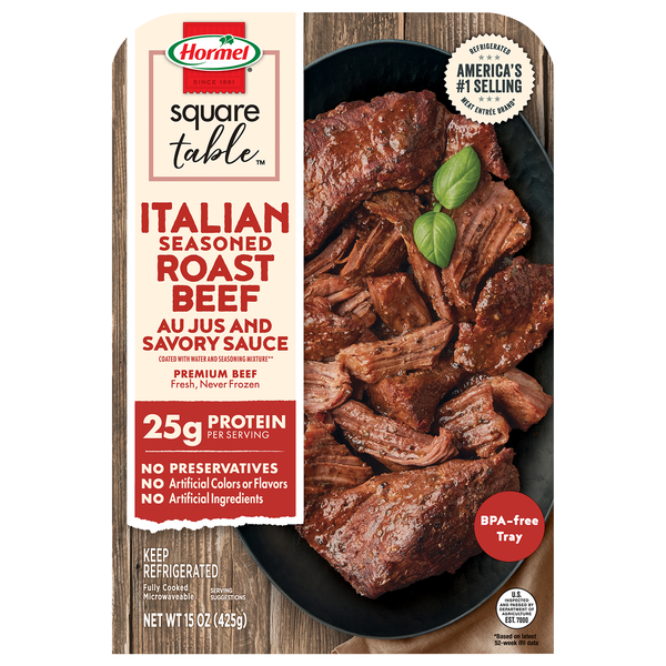 Save on Hormel Square Table Italian Seasoned Roast Beef Au Jus ...