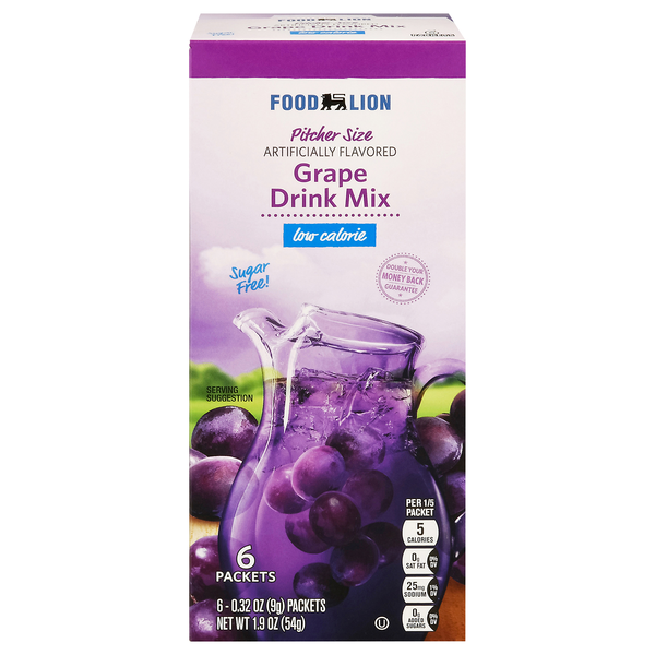 Save on Food Lion Grape Drink Mix Packets Low Calorie Pitcher Size - 6 ...