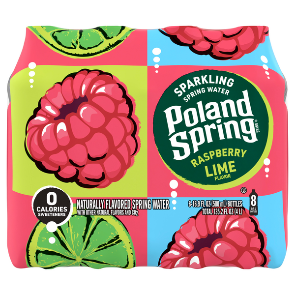 Save on Poland Spring Raspberry Lime Sparkling Water - 8 pk Order Online Delivery | Stop & Shop