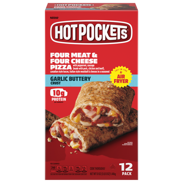 Save on HOT POCKETS 4 Meat & 4 Cheese Pizza Garlic Buttery Crust ...