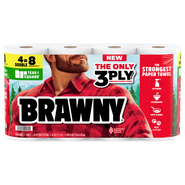 Save on Brawny Tear-A-Square Double Rolls 3-Ply Paper Towels Order ...