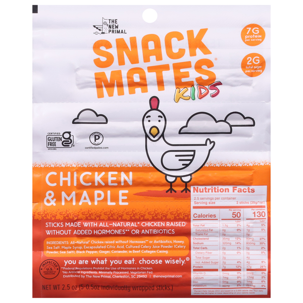 Primal The New Primal Snack Mates Pizza Flavor Chicken Meat Sticks,
