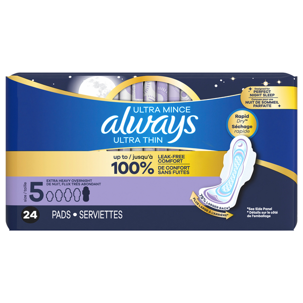 Save on Always Ultra Thin Size 5 Unscented Extra Heavy Overnight Pads ...
