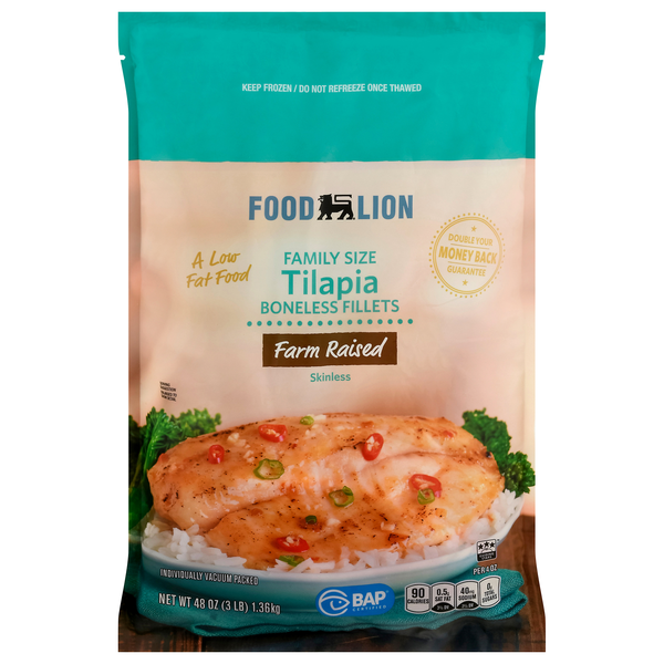 Save on Food Lion Farm Raised Boneless Skinless Tilapia Fillets Family ...