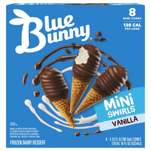 Save on Blue Bunny Mini Swirls Cones Vanilla Frozen Dairy Dessert - 8 ...