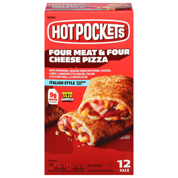 Save on HOT POCKETS 4 Meat & 4 Cheese Pizza Garlic Buttery Crust ...