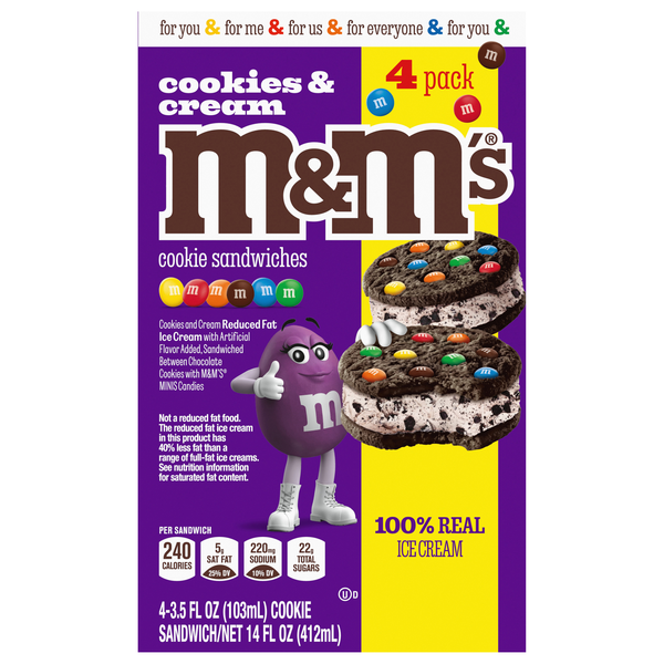 Save on M&M's Cookies & Cream Ice Cream Cookie Sandwiches - 4 ct Order ...