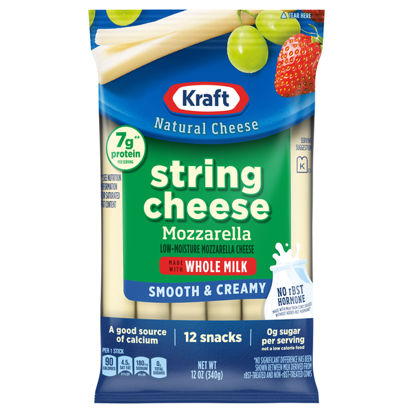 Save on Kraft Natural Whole Milk Creamy Mozzarella String Cheese - 12 ...