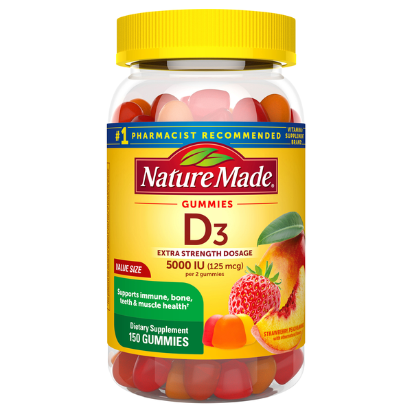 Save on Nature Made D3 125 mcg Extra Strength Gummies Strawberry Peach ...