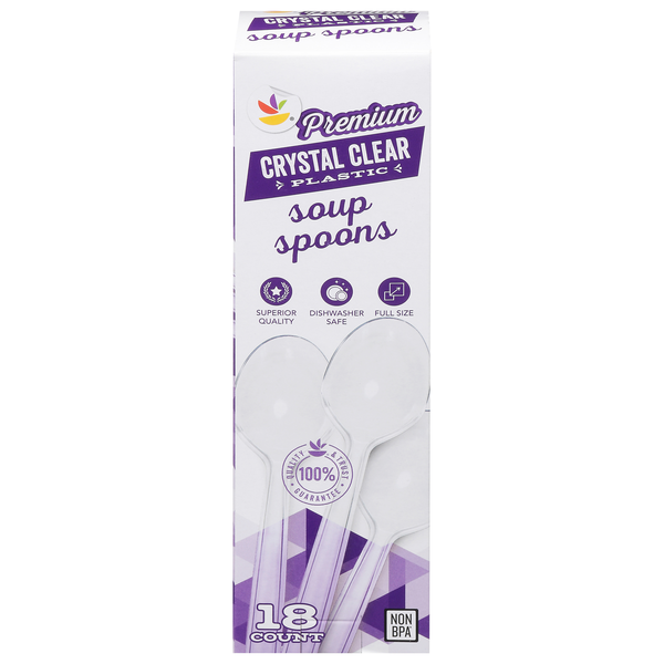 Save on Giant Premium Crystal Clear Plastic Soup Spoons Order Online ...