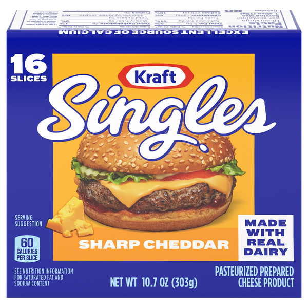 Save on Kraft Singles Sharp Cheddar Cheese Slices - 16 ct Order Online ...