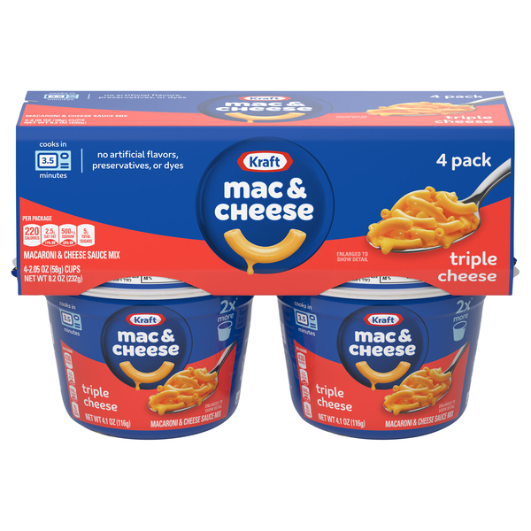 Save on Kraft Triple Cheese Mac & Cheese Dinner Microwaveable Cup - 4 ...
