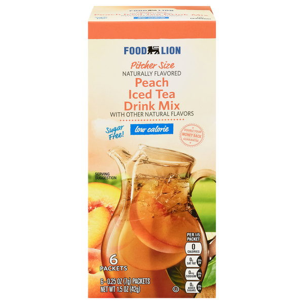 Save on Food Lion Sugar Free Peach Iced Tea Drink Mix Pitcher Size - 6 ...