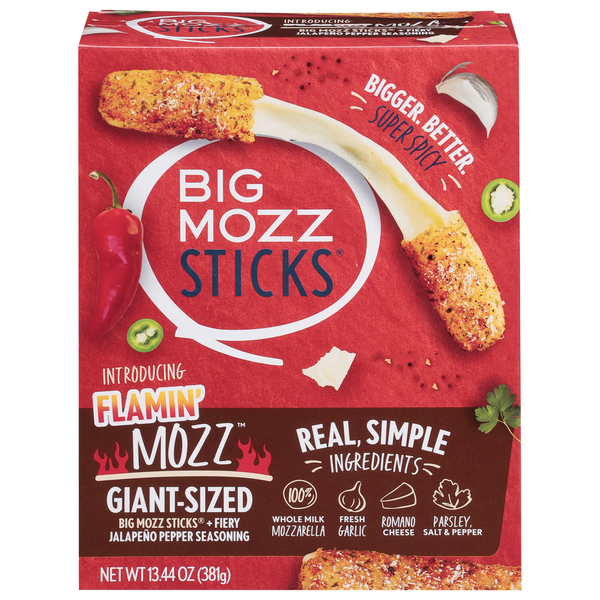 Save on Big Mozz Giant-Sized Flamin' Mozzarella Sticks Frozen Order ...