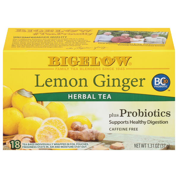Save on Bigelow Caffeine Free Lemon Ginger + Probiotics Herbal Tea Bags ...