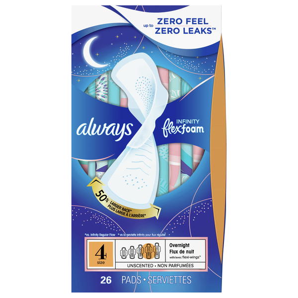 Save on Always Infinity Size 4 Unscented Overnight Pads with Wings ...