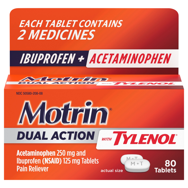 Save on Motrin Dual Action with Tylenol Ibuprofen & Acetaminophen ...