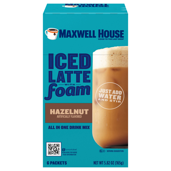 Save on Maxwell House Hazelnut Iced Latte w/Foam Instant Coffee Drink Mix - 6 ct Order Online ...