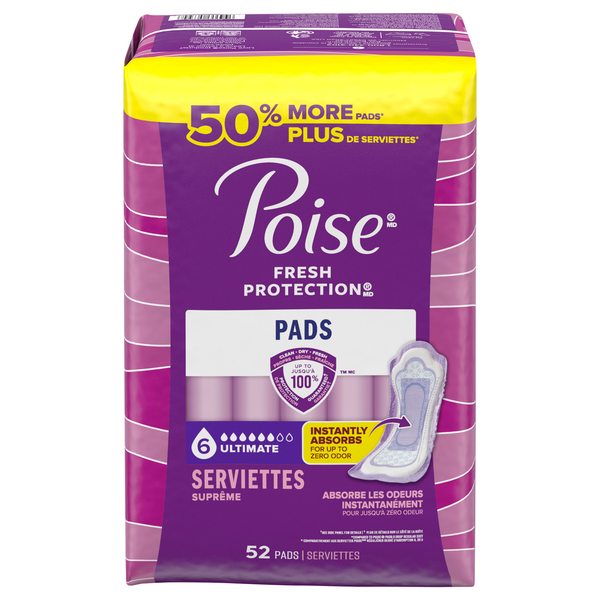 Save on Poise Fresh Protection 6 Ultimate Regular Incontinence Pads ...