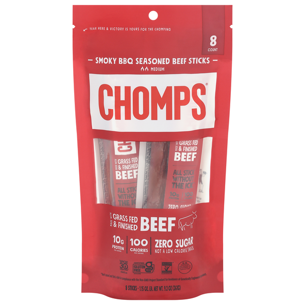Save on Chomps Medium Smoky BBQ Seasoned Beef Sticks - 8 ct Order ...