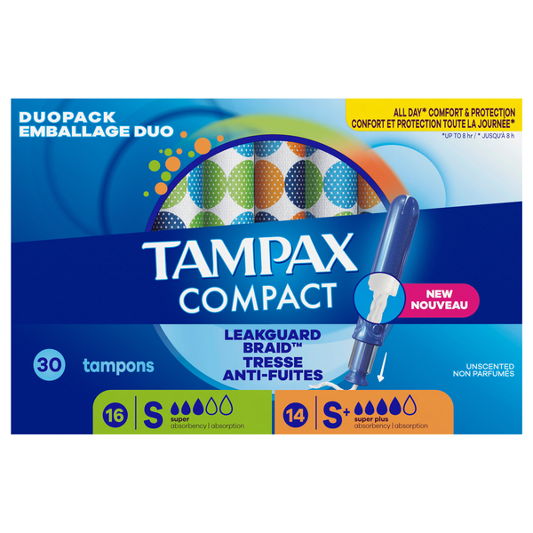 Save on Tampax Compact Unscented Super/Super Plus Tampons Order Online ...