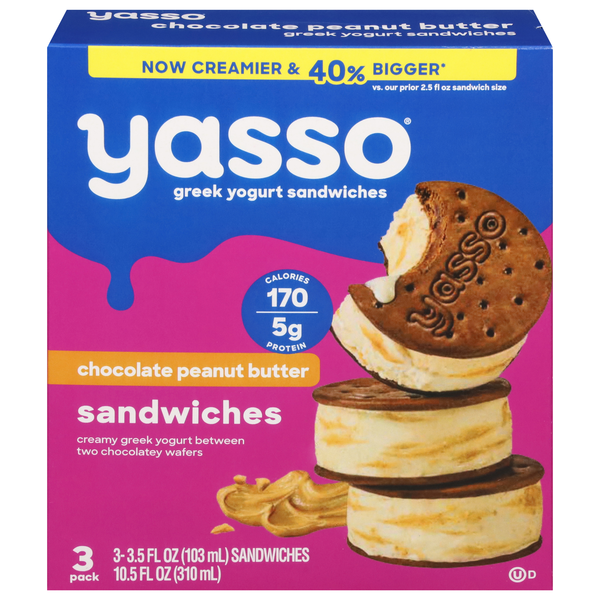 Save on Yasso Chocolate Peanut Butter Greek Yogurt Sandwiches - 3 ct ...