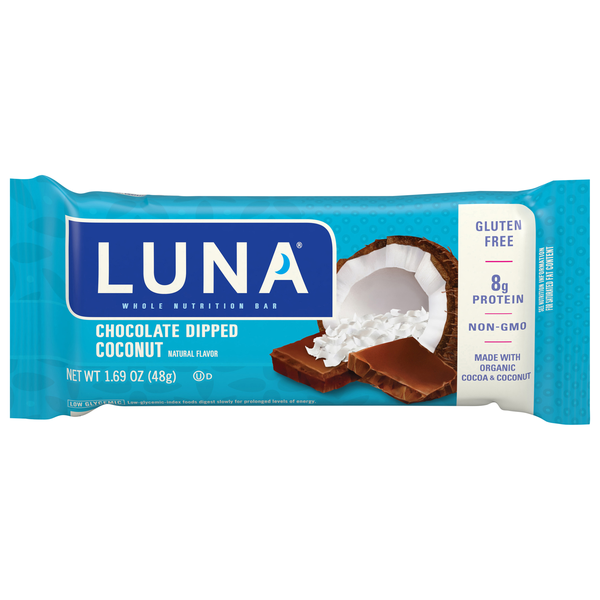 Save on LUNA Organic Chocolate Dipped Coconut 8g Protein Nutrition Bar ...