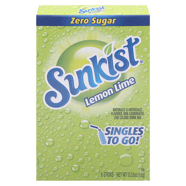 Save on Sunkist Singles to Go Drink Mix Lemon Lime Zero Sugar - 6 ct ...