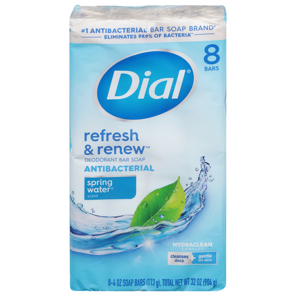 Save on Dial Refresh & Renew Spring Water Antibacterial Deodorant Soap ...