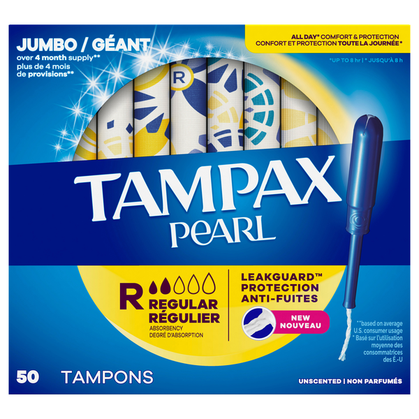 Save on Tampax Pearl Unscented Regular Tampons Jumbo Order Online ...