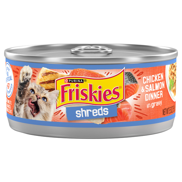Save on Friskies Shreds Chicken & Salmon Dinner in Gravy Adult Wet Cat ...