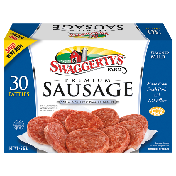 Save on Swaggerty's Farm Premium Mild Pork Breakfast Sausage Patties ...