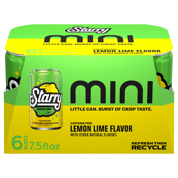 Save on Starry Lemon Lime Soda Mini - 6 pk Order Online Delivery | MARTIN'S