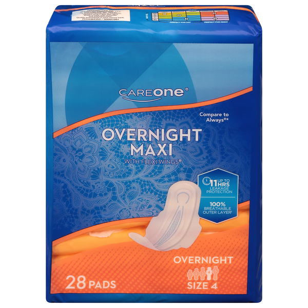 Save on CareOne Overnight Maxi Pads with Wings Order Online Delivery ...