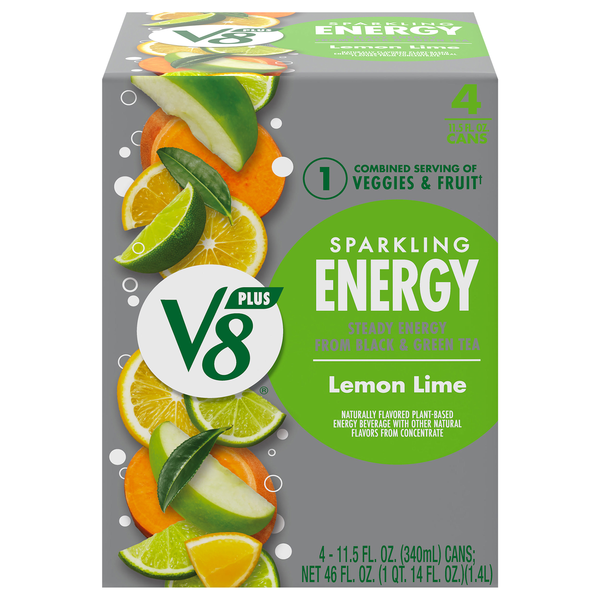 Save on V8 Plus Lemon Lime Flavored Sparkling Energy Drink - 4 pk Order ...