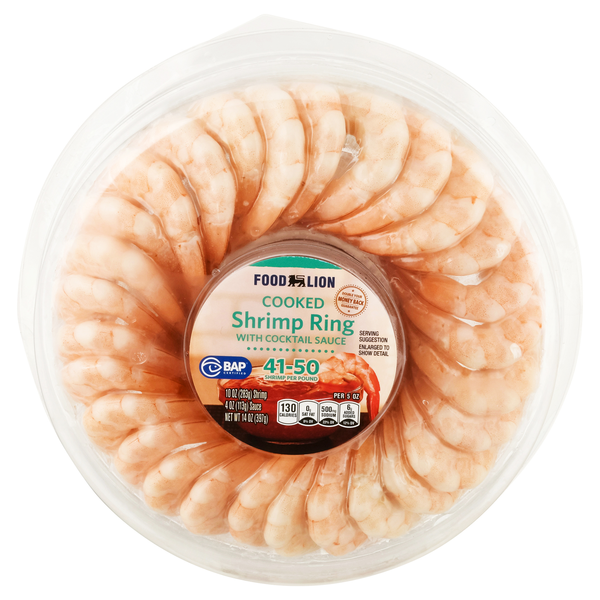 Save on Food Lion Cooked Shrimp Ring with Cocktail Sauce 41-50 ct per lb Frozen Order Online ...